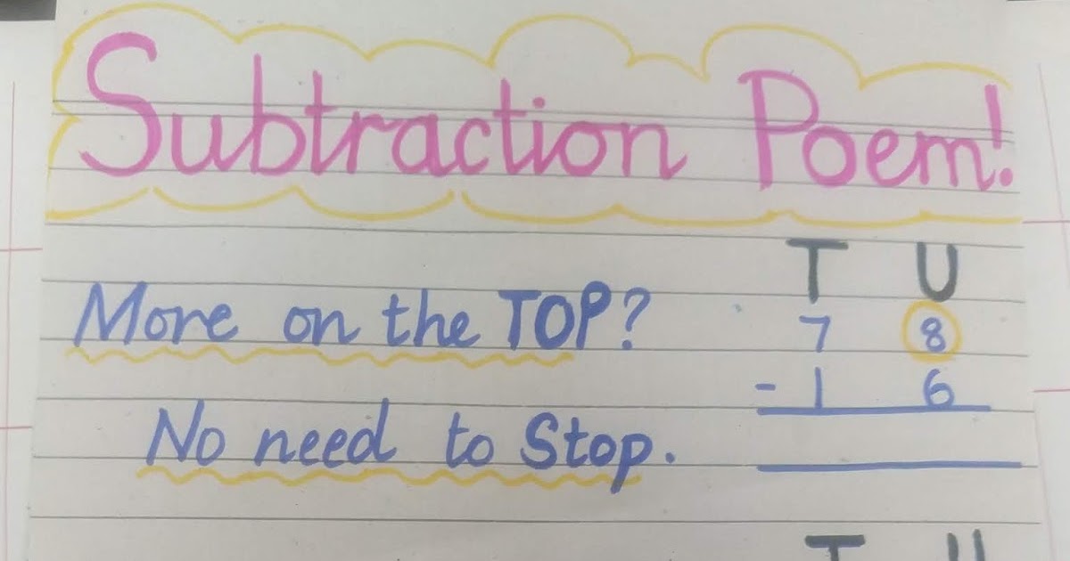 Classroom Tales!: Subtraction Poem