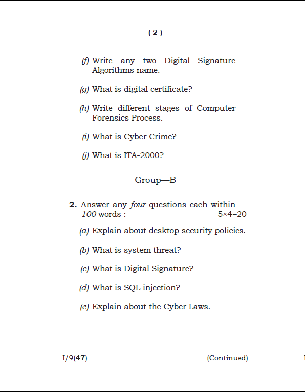 OSPU CSP DCS application cyber security Dec 2019 Question Paper ...