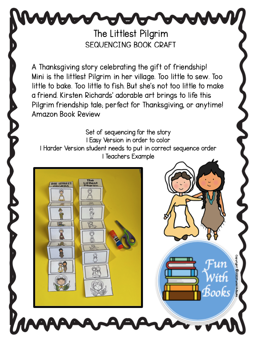 THE LITTLEST PILGRIM SEQUENCING BOOK CRAFT ~ Book Units by Lynn