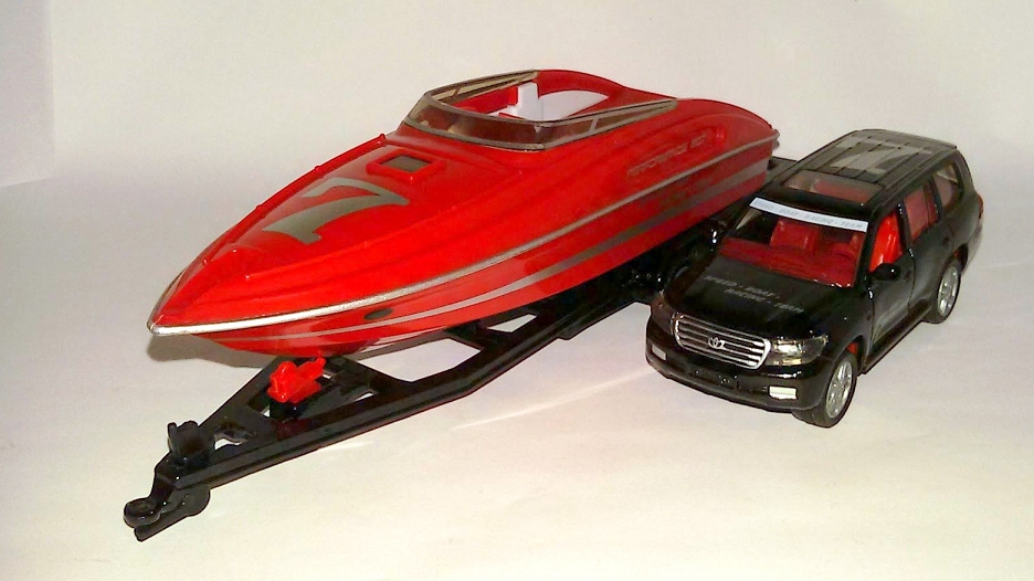 2543 - Toyota Landcruiser V8 mit Anhänger und Motorboot - von/ab ca.: 2012 - (SIKU SuperSerie (1 ...