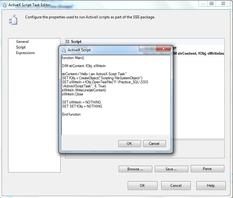Microsoft SQL Server Knowledge Bank: SSIS ActiveX Script Task