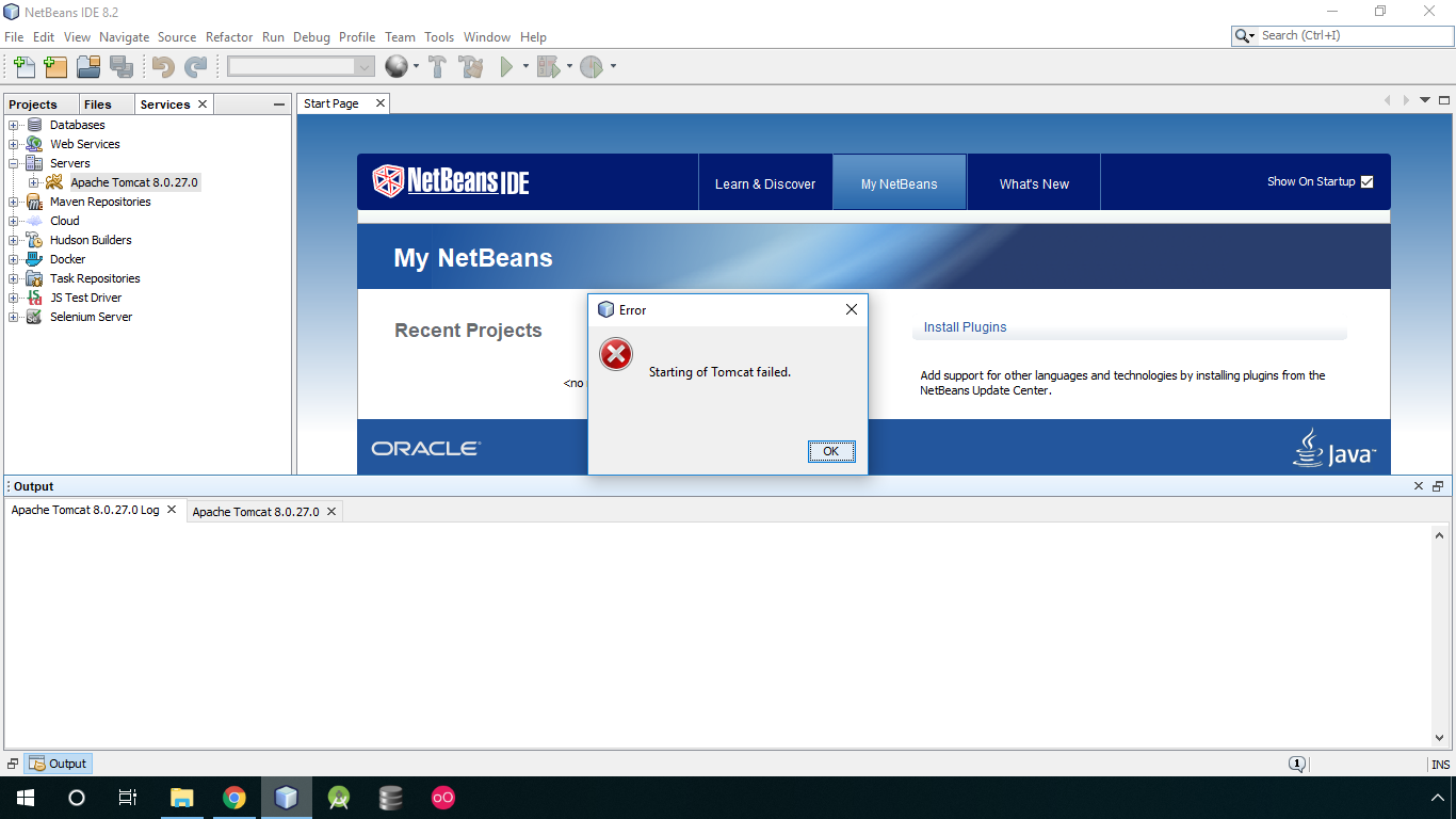 Starting Of Tomcat Failed From Netbeans