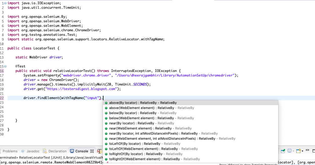 Relativeby Locators In Selenium