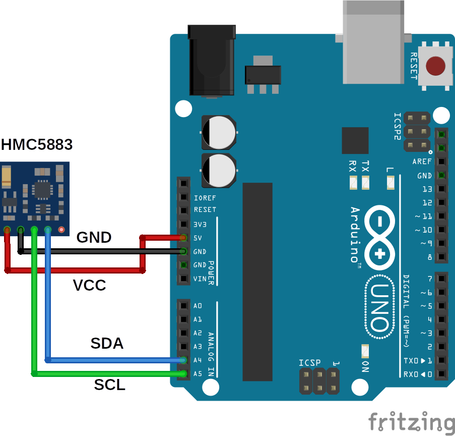 Électronique en amateur: Magnétomètre/boussole HMC5883L et Arduino