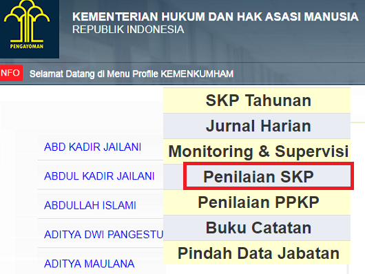 Cara Melihat Nilai SKP dan PPKP SIMPEG Kemenkumham