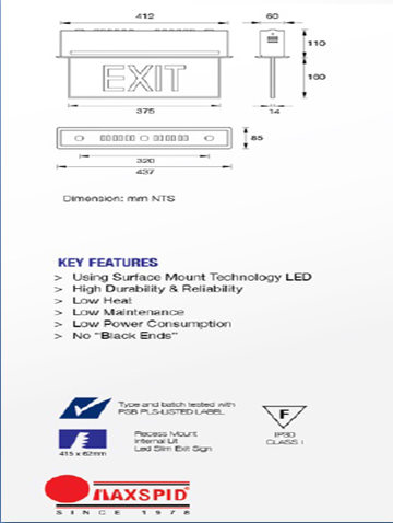 Maxspid Slimline Type ESR/M (Emergency Exit Lights) | EMERGENCY ...