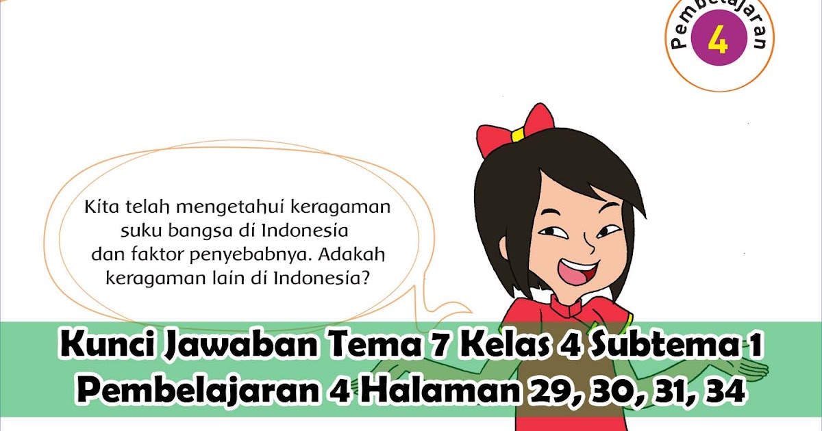 Kunci Jawaban Buku Siswa Tema 7 Kelas 4 Subtema 1 Halaman 29 30 31 34