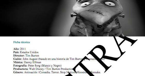 Recursos de aula: Frankenweenie (Ficha para trabajar en el aula)