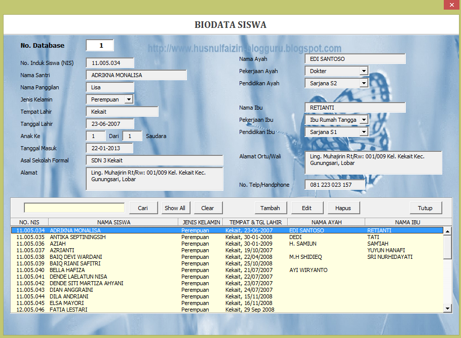 Aplikasi Buku Induk atau Database Siswa (Semoga Bermanfaat) - Hf Blog
