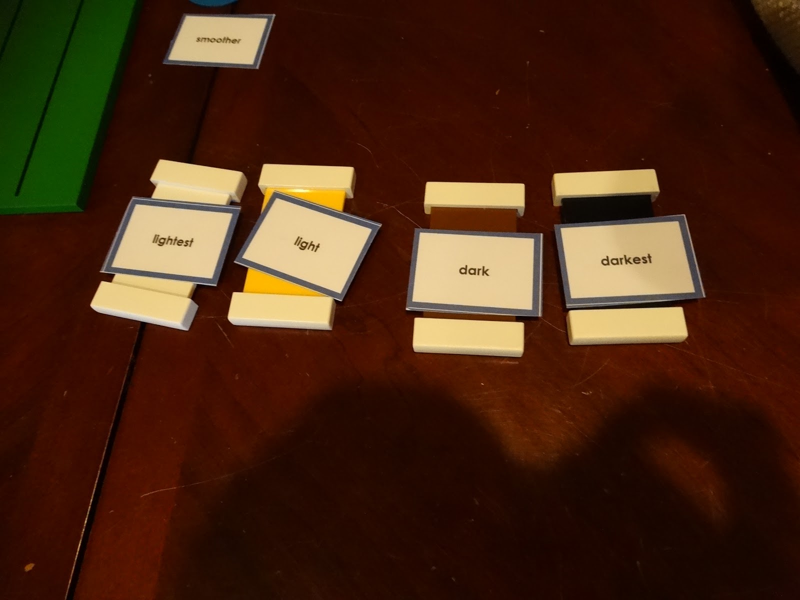 The Joys of Montessori Homeschooling: Grammar Box - Adjective Command Cards