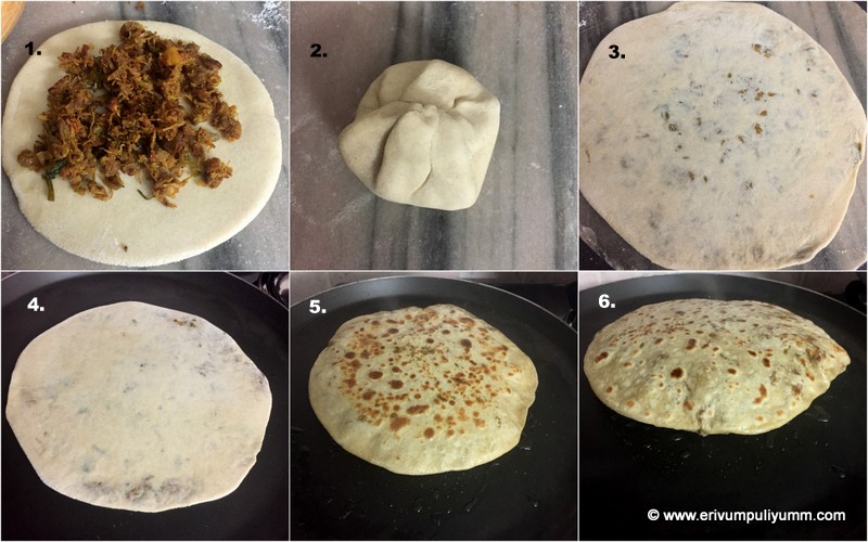 Erivum Puliyum: Beef Paratha | Erachi (Meat) Paratha ~ Step by Step Pics