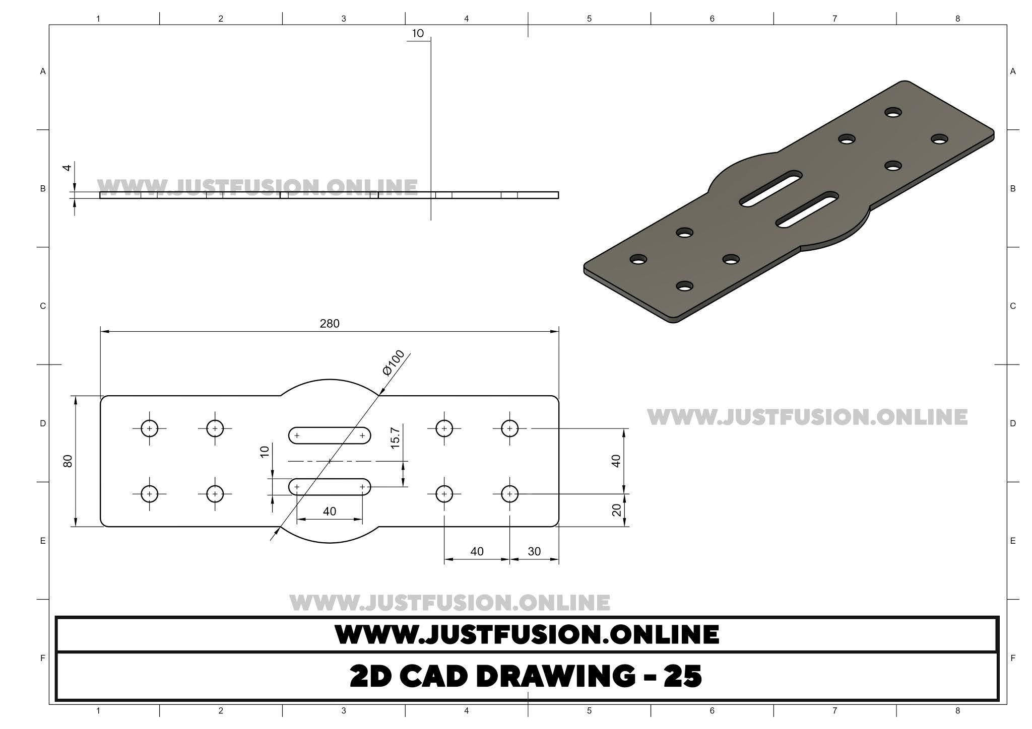 2D Cad drawing - 25 | Cad exercise drawing for beginners