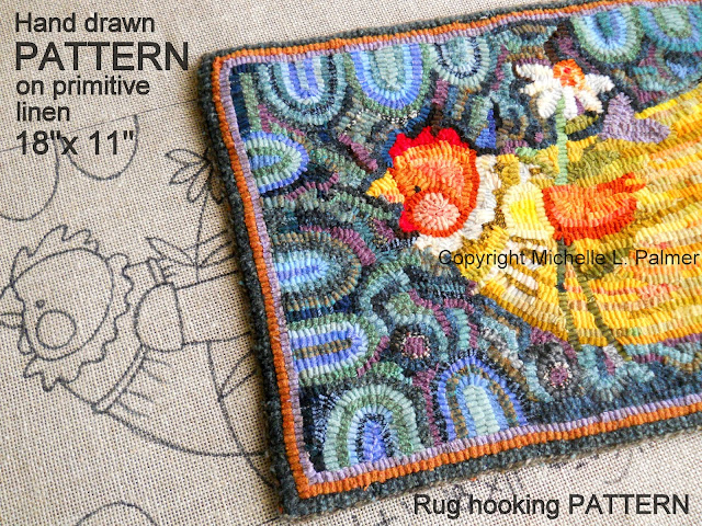 Michelle Palmer: Hen's Special Delivery rug hooking patterns