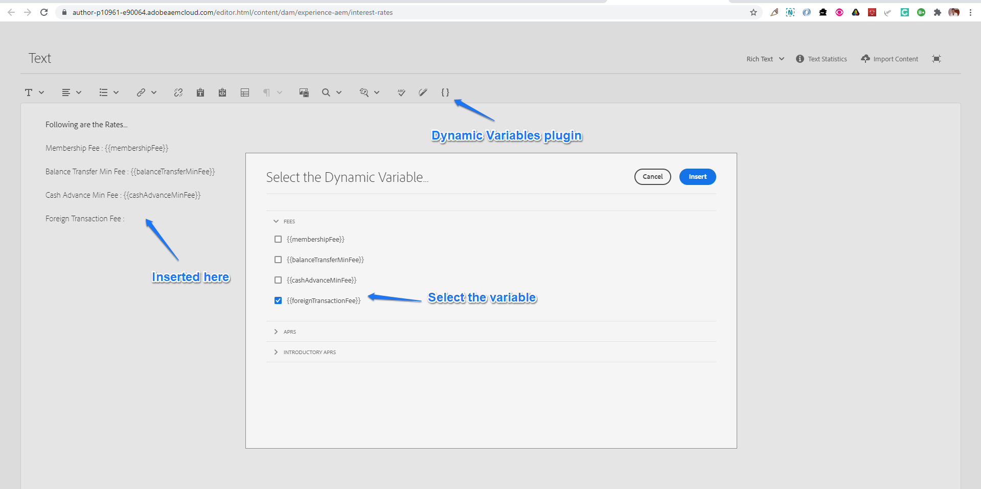Experiencing Adobe Experience Manager Aem Cq Aem Cloud Service Content Fragment Rte Plugin