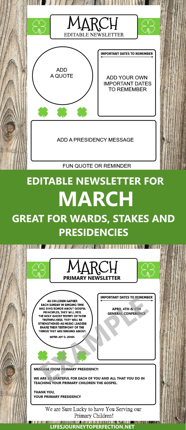 Life's Journey To Perfection: Editable Newsletter for March Great for ...