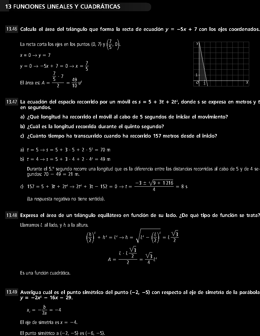 FUNCIONES LINEALES Y CUADRATICAS EJERCICIOS RESUELTOS DE SECUNDARIA – MATEMATICA 3 ESO PDF