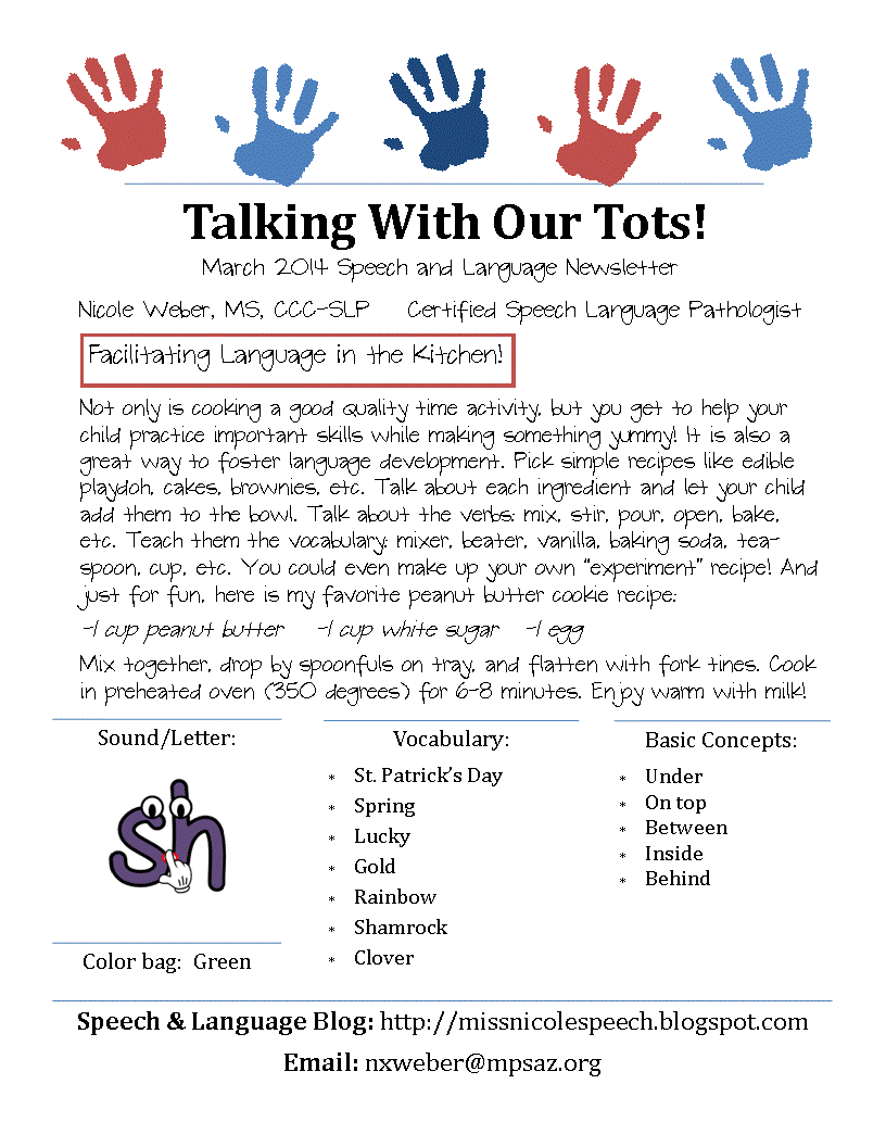 Speech Therapy with Miss Nicole: March 2014 Speech and Language Newsletter