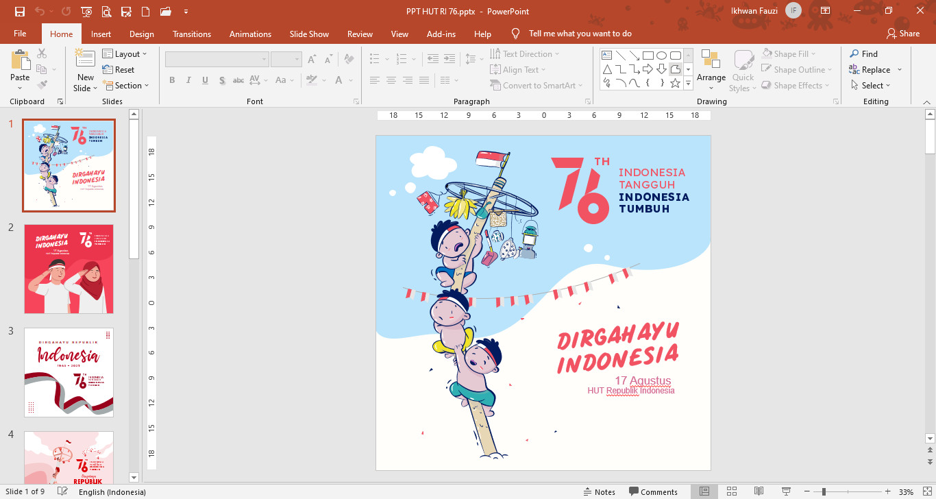 Template Powerpoint Poster Gambar Ucapan HUT RI Ke-76 | 2021 - SKETZHBOOK