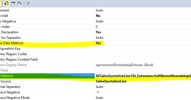 D365 F&O: Display method D365 FO