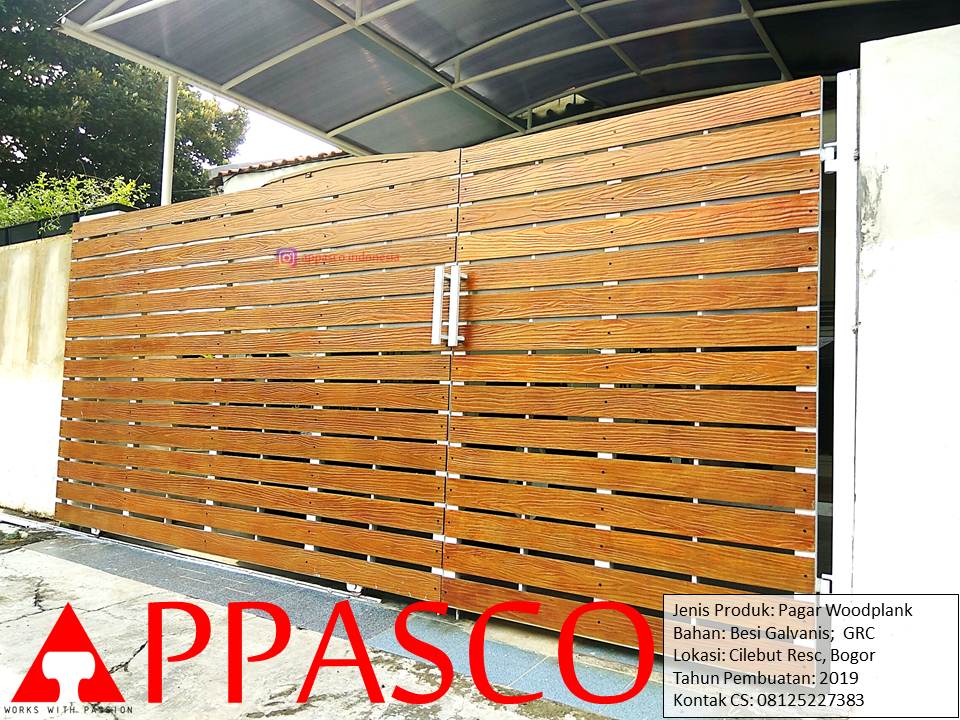 Pagar Woodplank Besi Hollow Galvanis Motif Kayu GRC di Cilebut ...