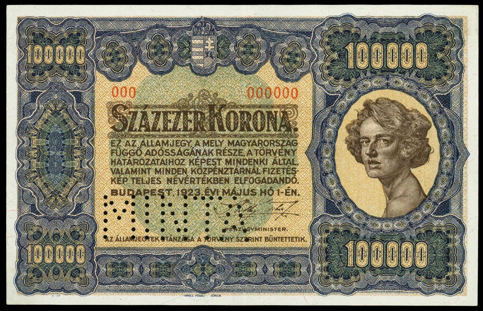Hungary 100000 Korona banknote 1923|World Banknotes & Coins Pictures ...