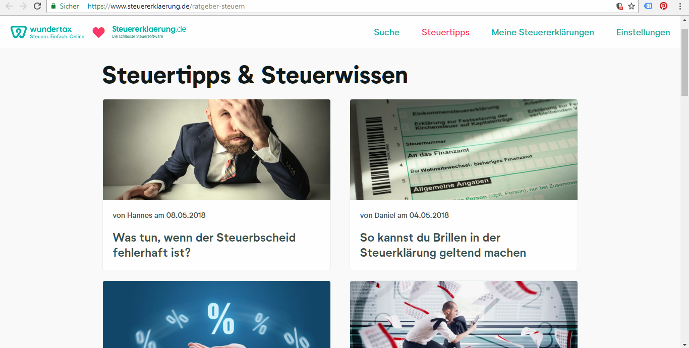 Steuererklärung schnell und online mit WUNDERTAX | Apfelbäckchen ...