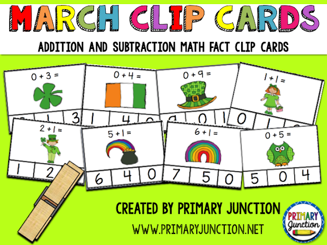 Math Fact Clip Cards: Addition and Subtraction to 10 | Primary Junction