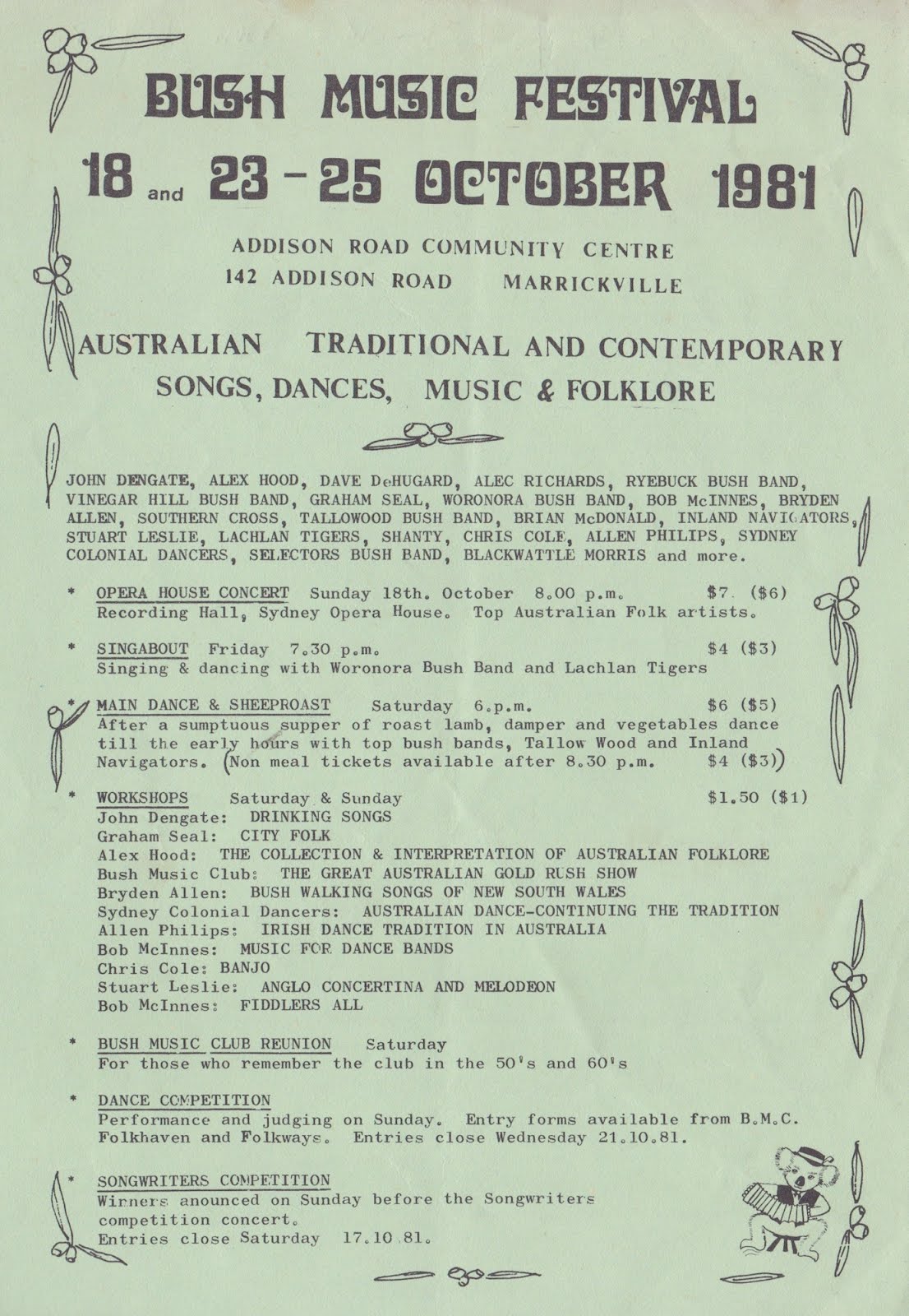 The Bush Music Club: Creation of logo for 1981 Bush Music Festival.