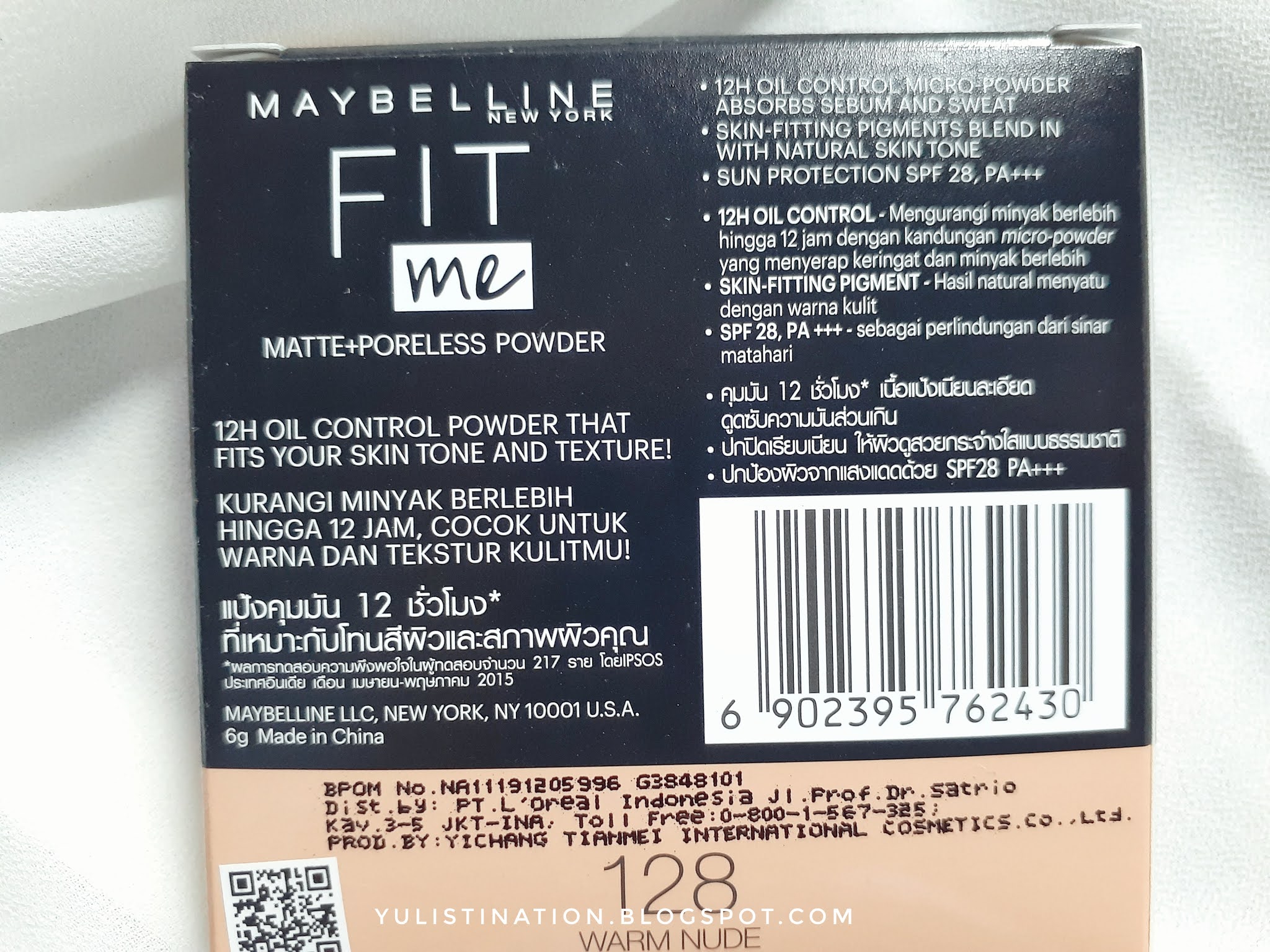 REVIEW : Maybelline Fit Me! Matte + Poreless 12H Oil Control Powder 128 ...