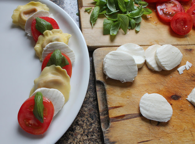 Food Lust People Love: Grilled Corn Ravioli Caprese Salad