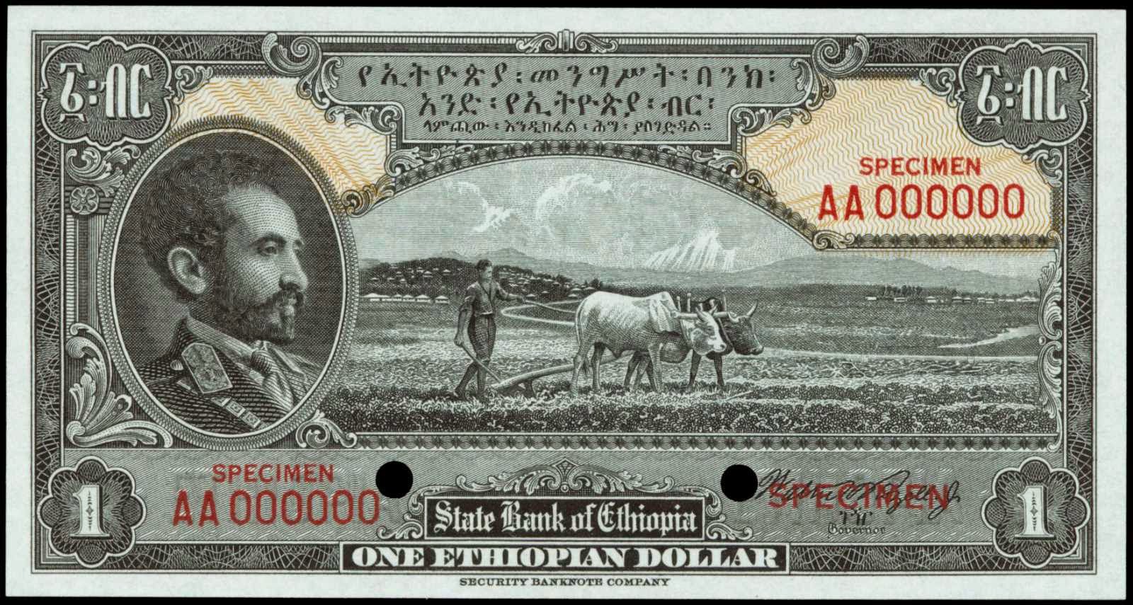 Ethiopia 1 Dollar banknote 1945 Emperor Haile Selassie|World Banknotes ...