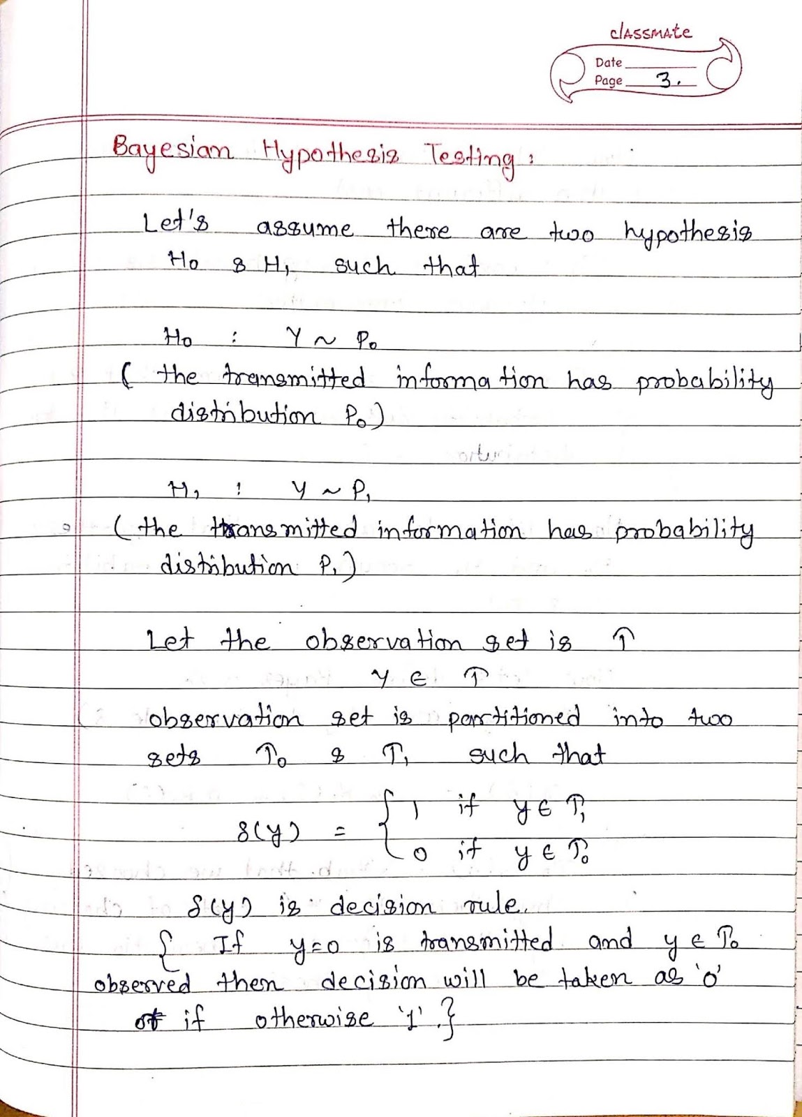 Class Notes: Detection Theory Notes