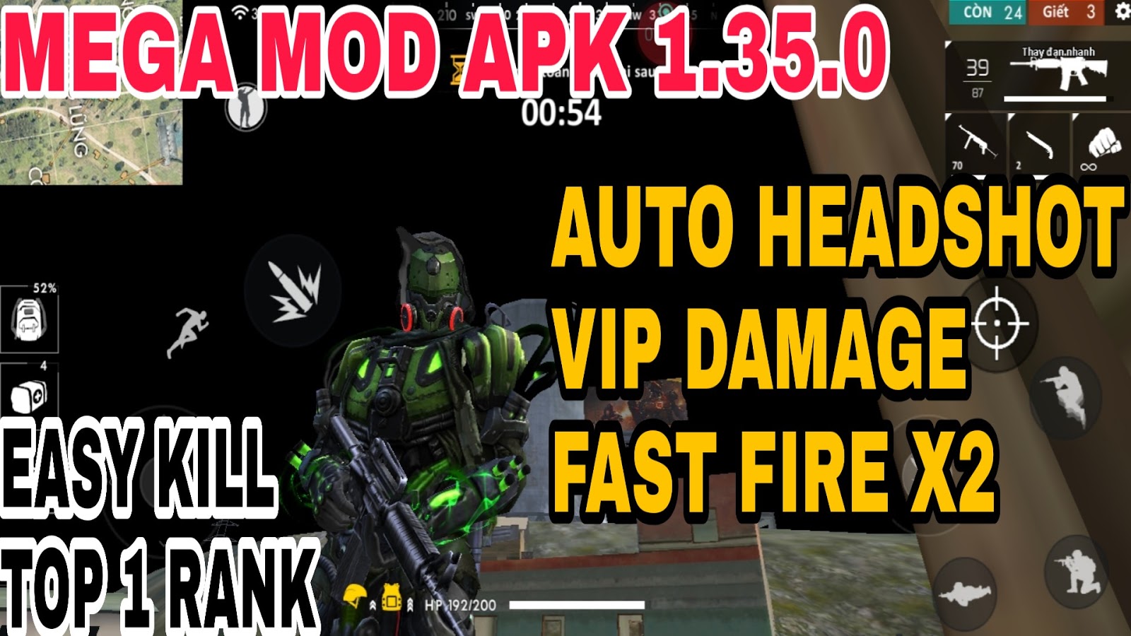 MEGA MOD FREE FIRE OB15 - 1.35.0 NEW - NIGHT MODE , AUTO WIN 100% RANK ...