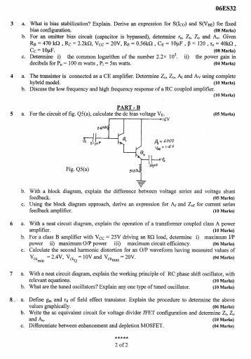 VTU 06ES32 Analog Electronic Circuits Dec 2010 Question Paper ...