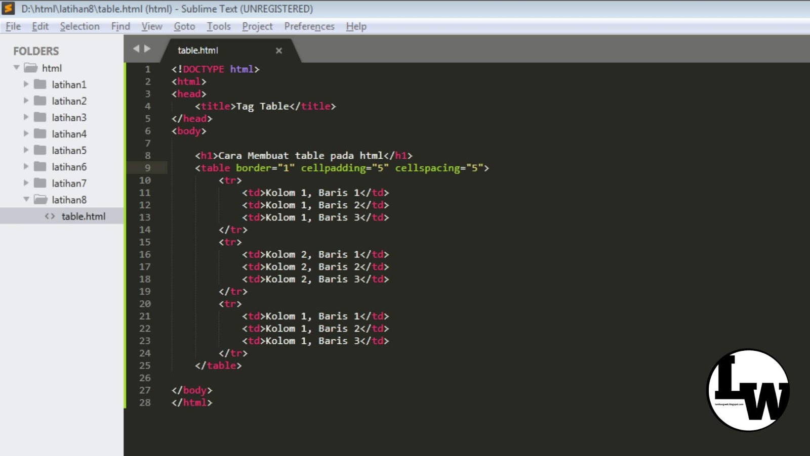 11. Cara Membuat Table Pada HTML | Tutorial Membuat Website Bagi Pemula