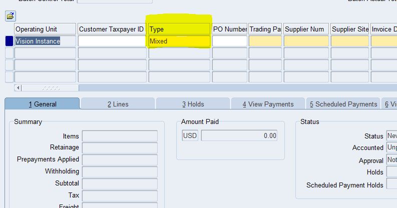 Oracle Application's Blog: Mixed invoice in Oracle Payables