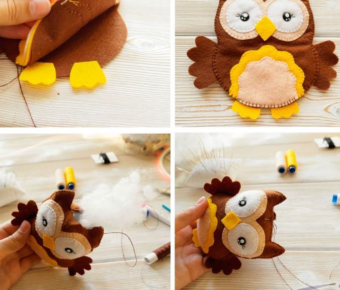 Aprende cómo hacer lindos buhitos de fieltro paso a paso ~ Solountip.com