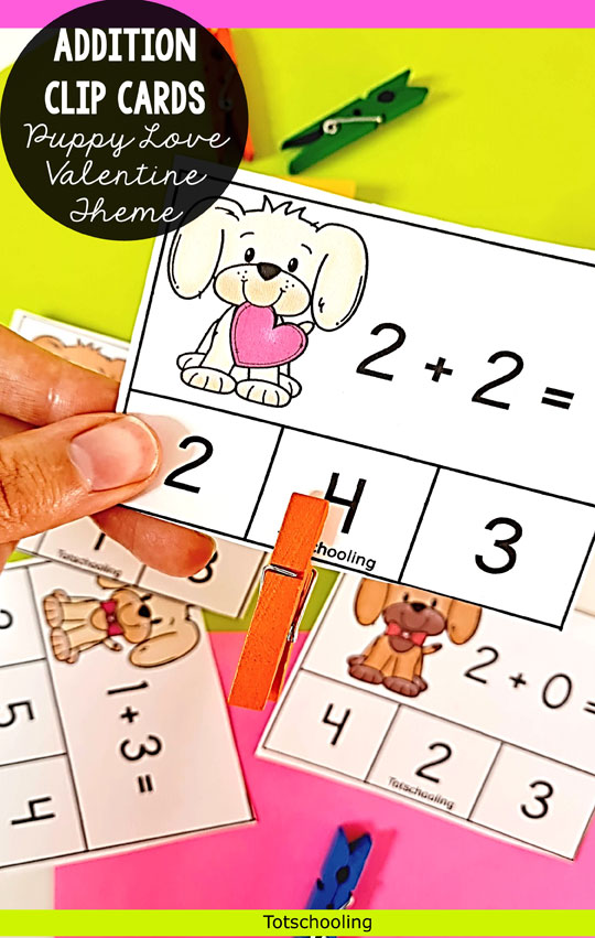 Puppy Love - Addition Clip Cards | Totschooling - Toddler, Preschool ...
