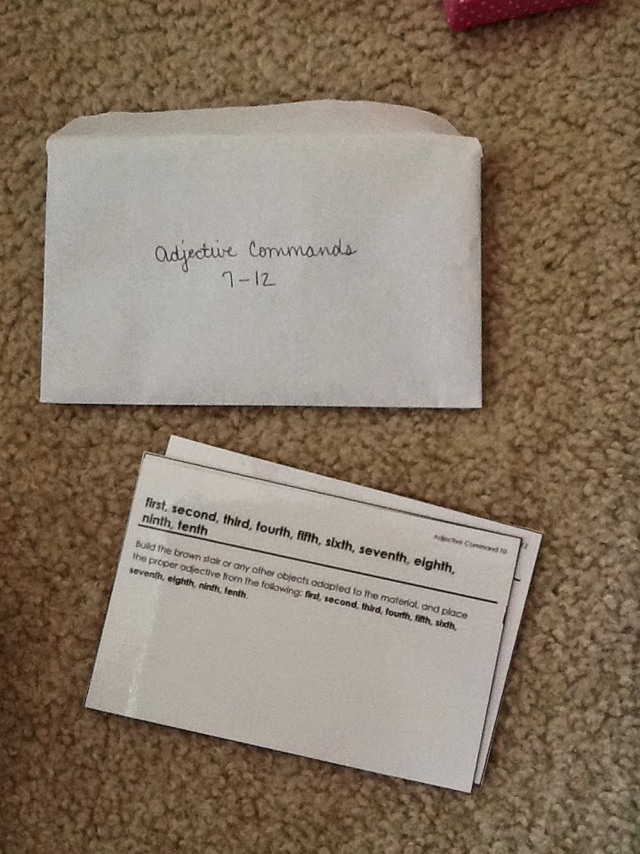 The Joys of Montessori Homeschooling: Adjective command cards