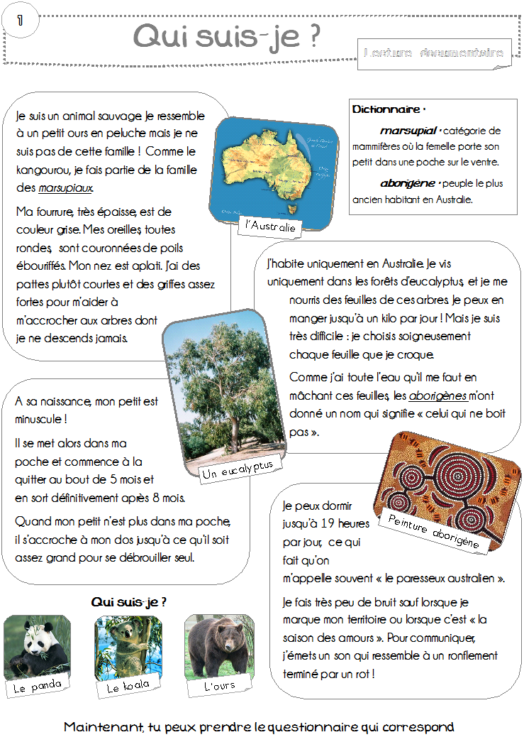 Inventaire de ma classe: Lecture documentaire