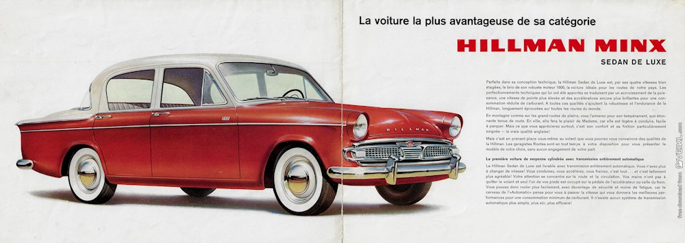 .: 1961. Hillman Minx Sedan DeLuxe. Brochure (Francaise) .: 1961. Hillman Minx Sedan DeLuxe. Brochure (Francaise)