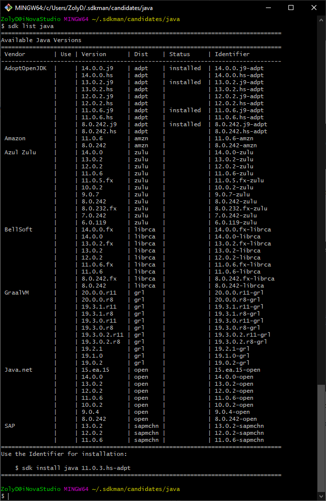 Instalar y configurar SDKMAN en Windows 10