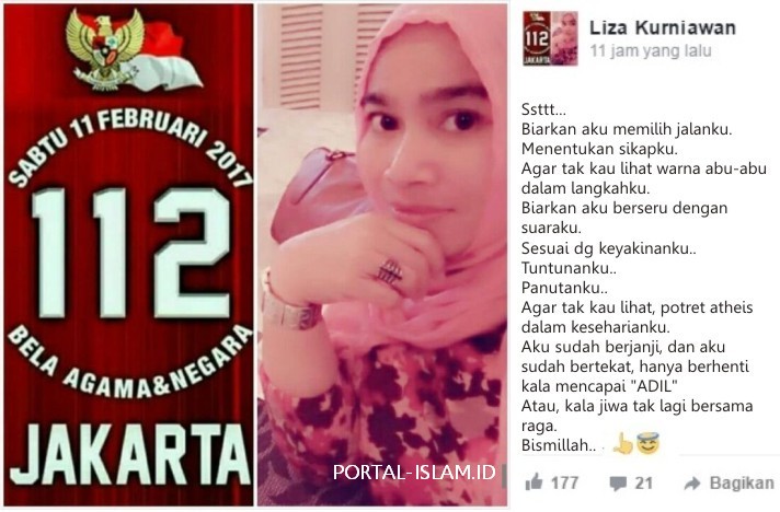Sambut Seruan Ulama Ikut Aksi 112, Liza: Sambut Seruan Ulama Ikut Aksi 112, Liza: