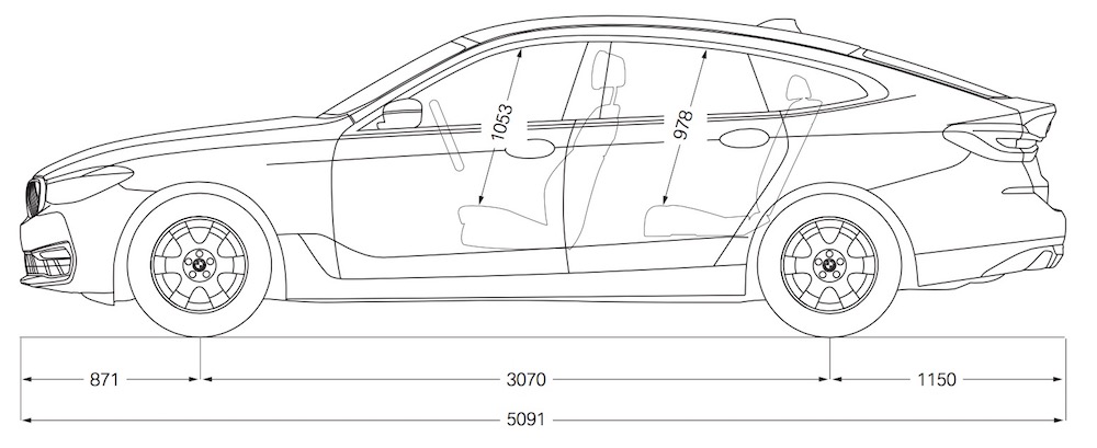 BMW Serie 6 GT Dimensioni e Bagagliaio