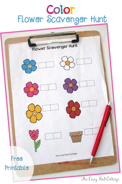 The Cozy Red Cottage: Flower Color Scavenger Hunt