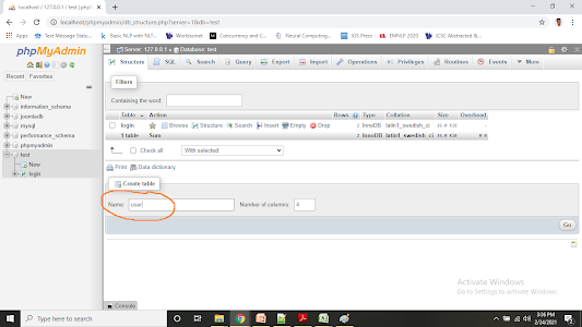 WEB DESIGN: Creating Table in XAMPP-PHP-MySQL Database