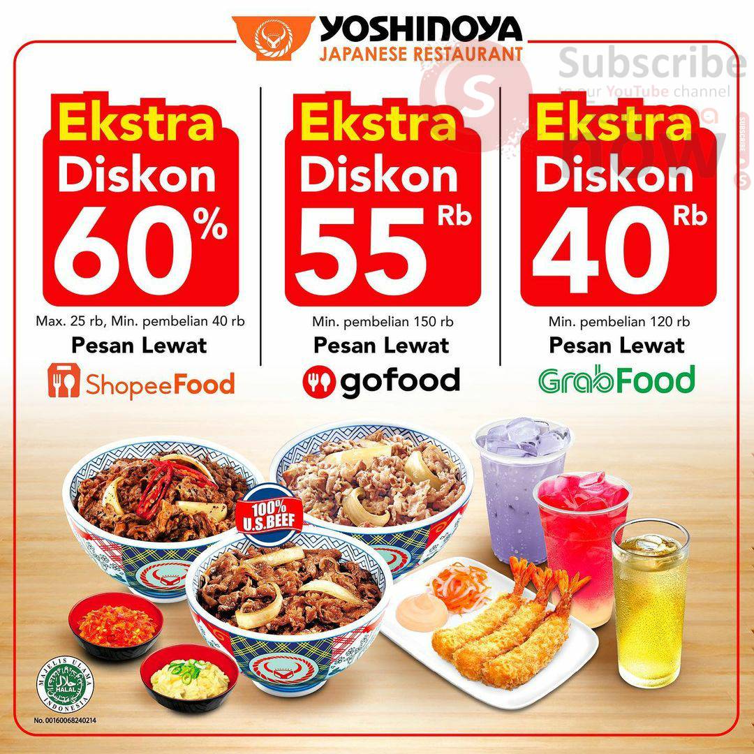 YOSHINOYA Promo Extra DISKON via (ShopeeFood, Grabfood & Gofood) - scanharga