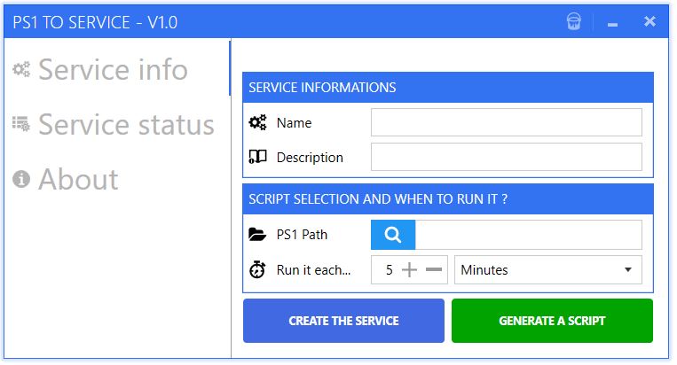 PS1 to Service: A tool to convert your PS1 to Windows Service on local ...