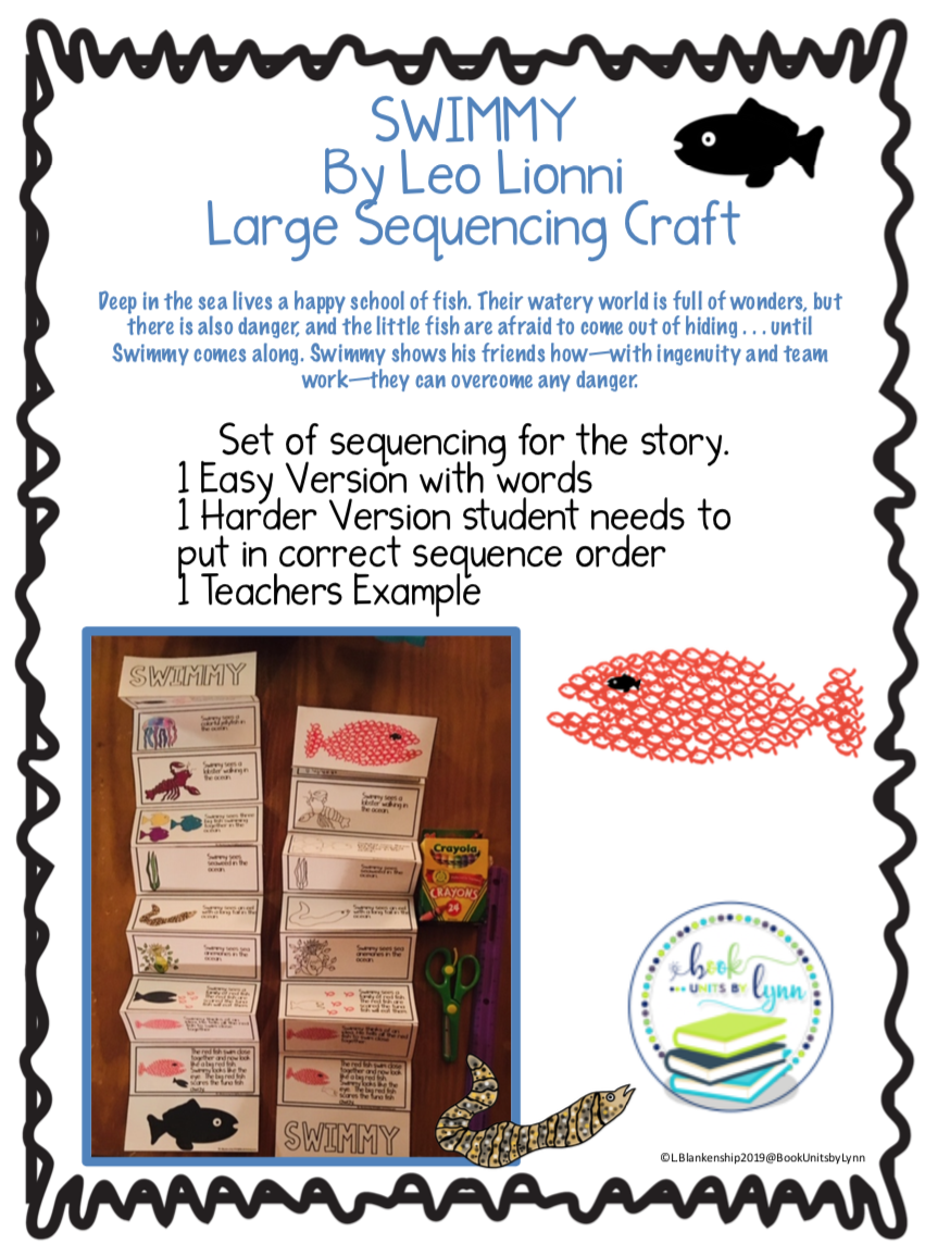 SWIMMY LARGE SEQUENCING CRAFT ~ Book Units by Lynn