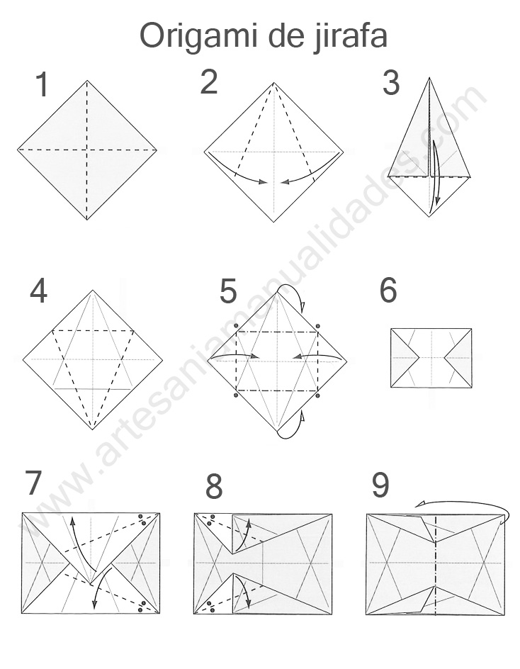 Origami, como hacer una jirafa (giraffe), Paper craft ~ Artesania ...